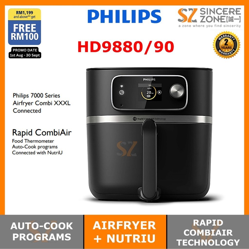 PHILIPS HD9880/90 7000 Series Airfryer Combi XXL Connected (HD9880 ...