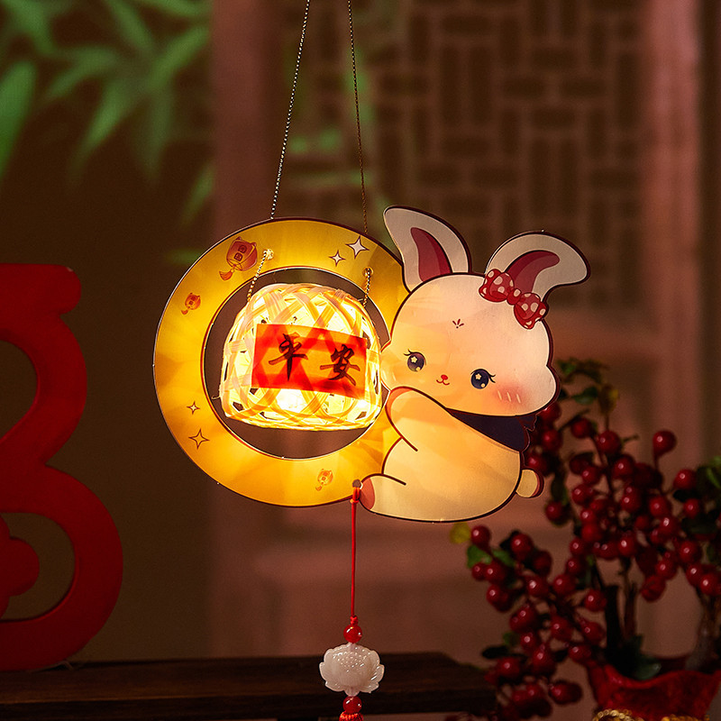 Chinese Mid-Autumn Festival Lantern Cute Rabbit Handheld Lanterns Mid ...
