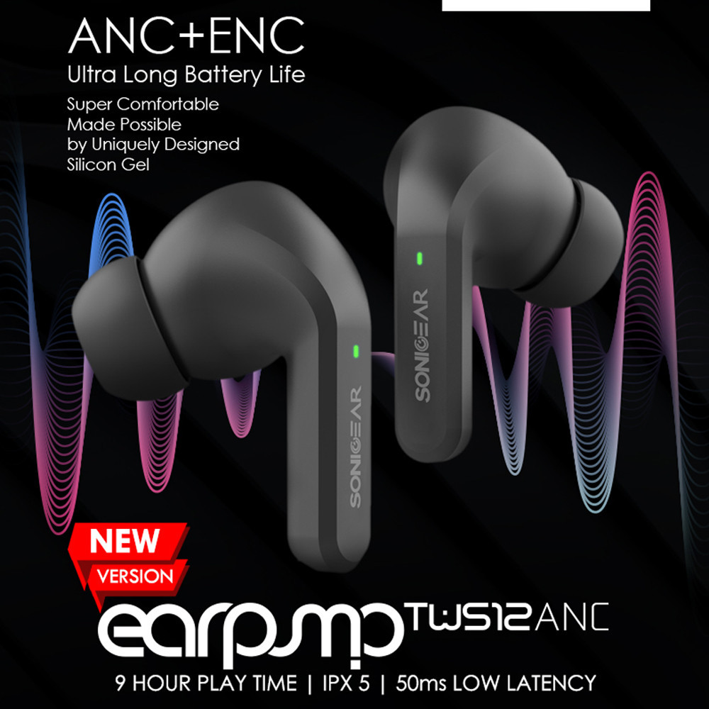 SonicGear TWS 12 ANC ENC Bluetooth 5.3 Wireless Earbuds | 36 Hour ...