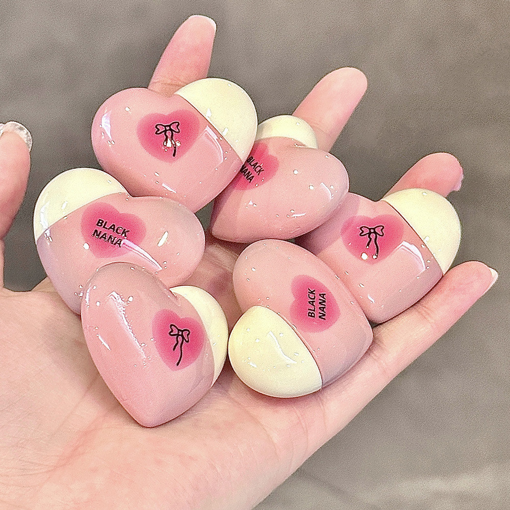 BLACK NANA Pink Heart Lip Glaze Mirror Moisturizing Long-lasting ...