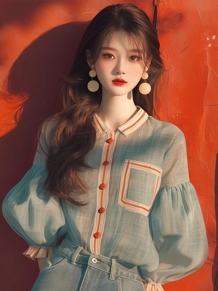 【YXC】New Korean Style Women Blouse Niche Chic Age-Reducing Women's Mint ...