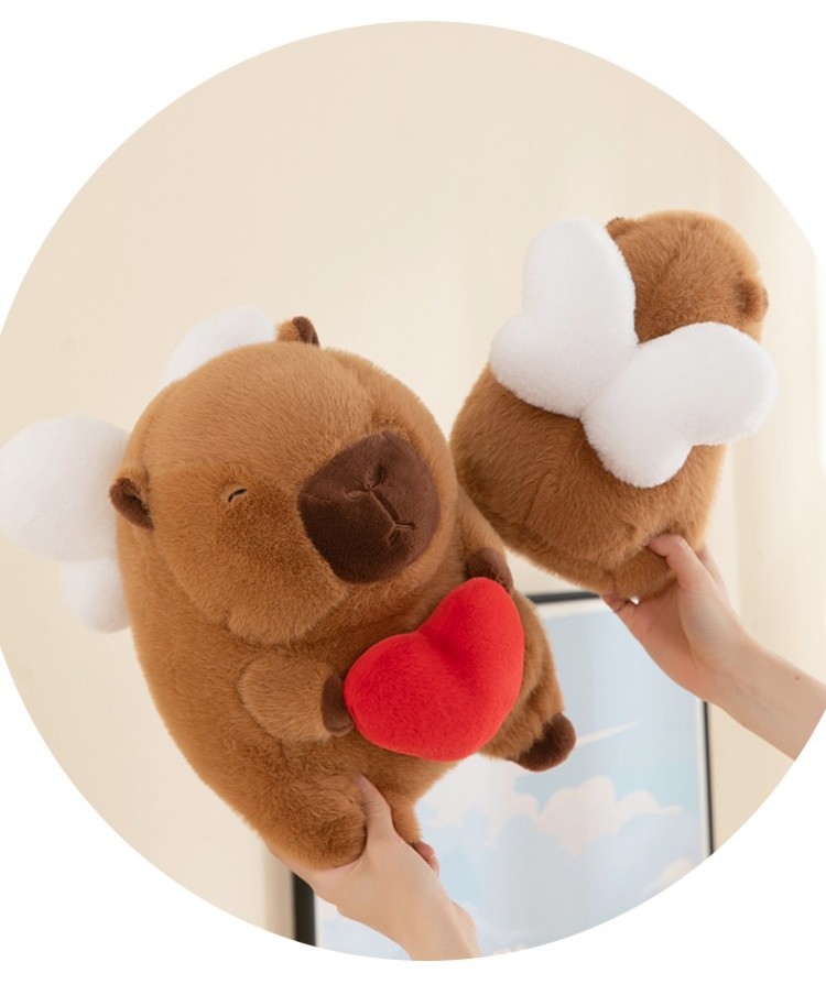 Cute Capybara plushie Angel wings holding heart capybara plush toy doll ...