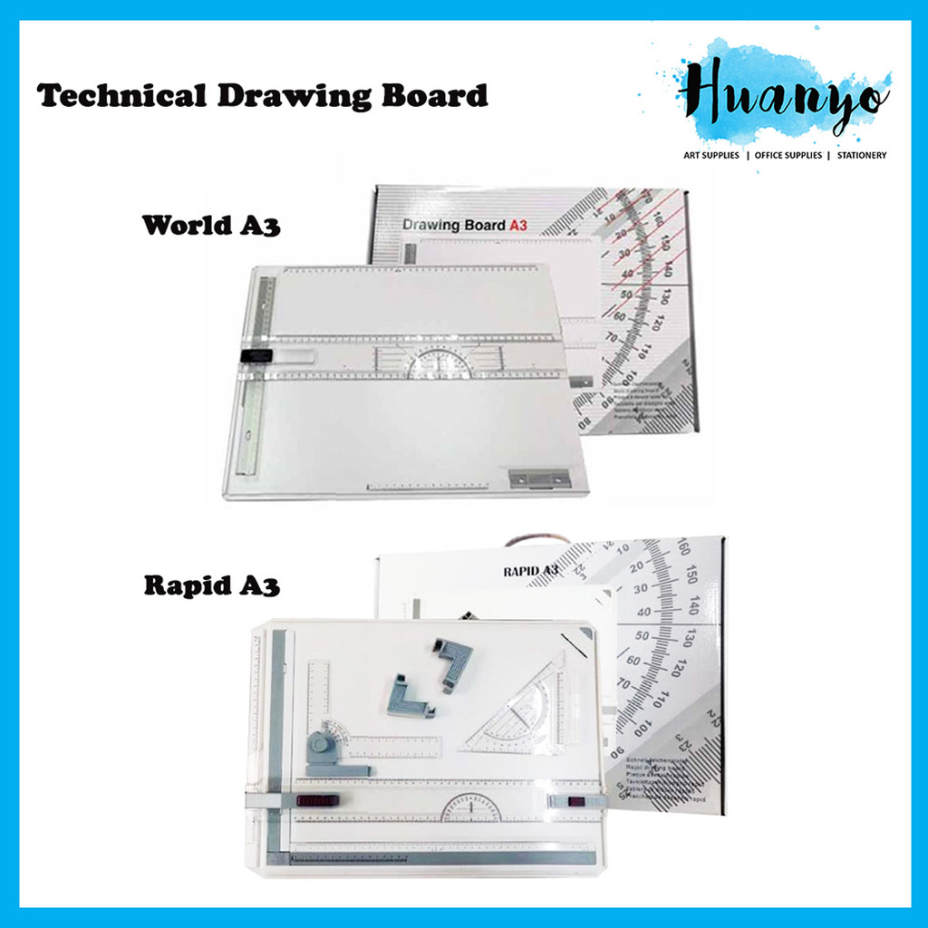 Rapid / World Technical Drawing Board Set With Detachable Ruler (A3 ...