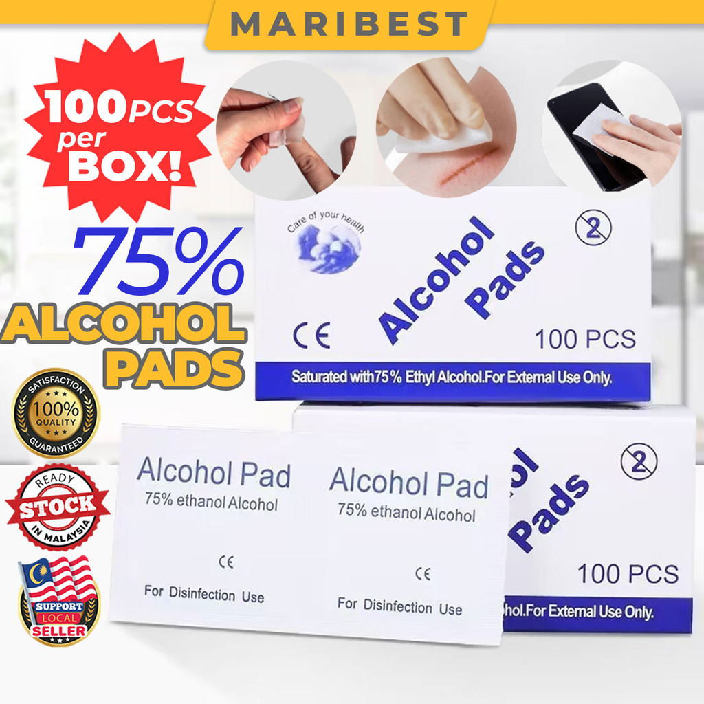 75% Alcohol Pad 100Pcs Per Box Alcohol Swab Antibacterial Cleanser ...