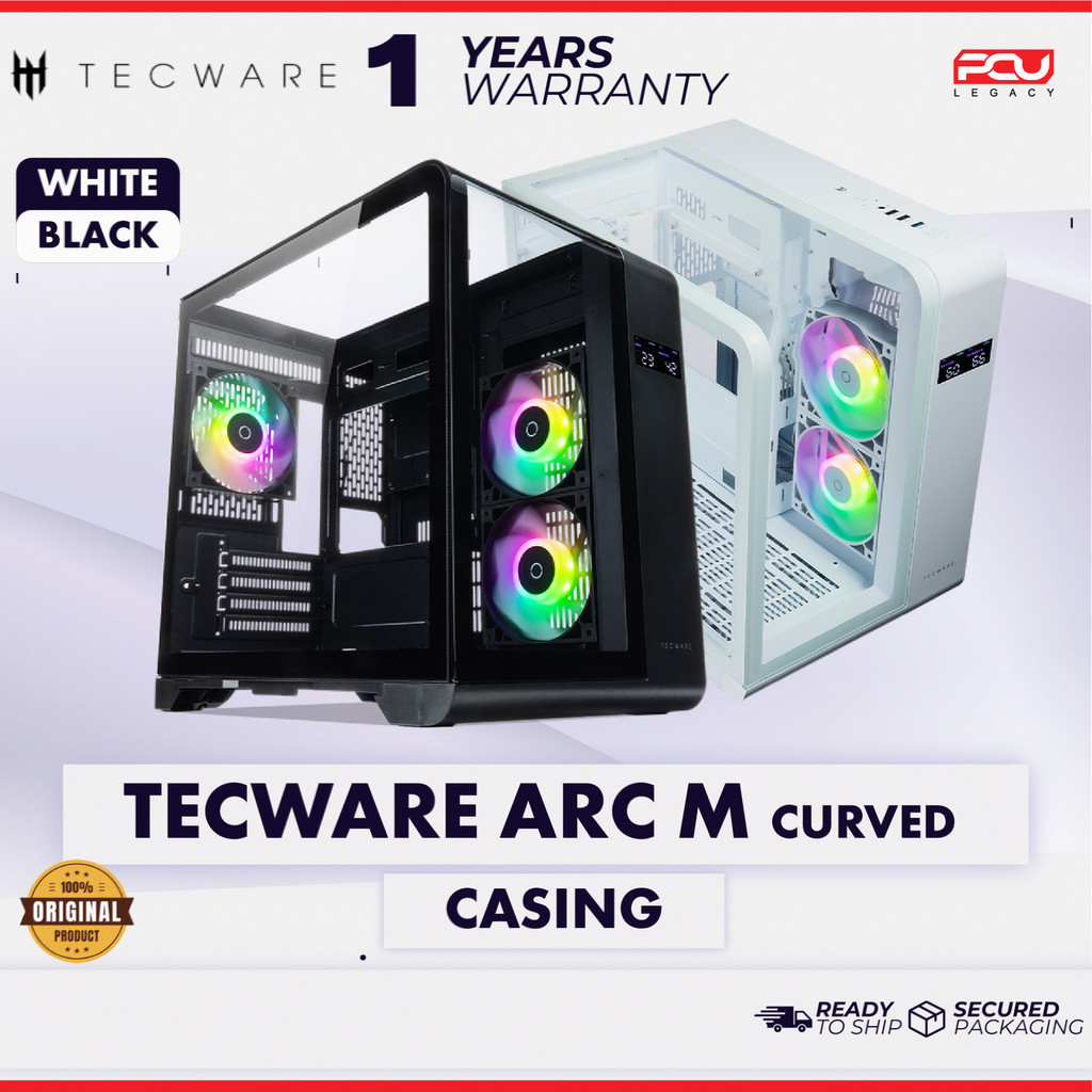 TECWARE ARC M ARGB CURVED TG MATX CASE - BLACK / WHITE | Shopee Malaysia
