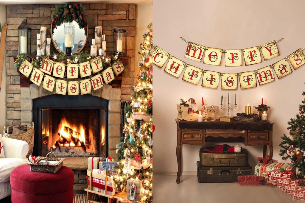 EYD- Durable Holiday Garland Colorful Christmas Garland Vintage Merry ...