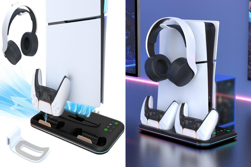 Vertical Cooling Base Controller Charging Dock Ps5 Slim Stand with ...