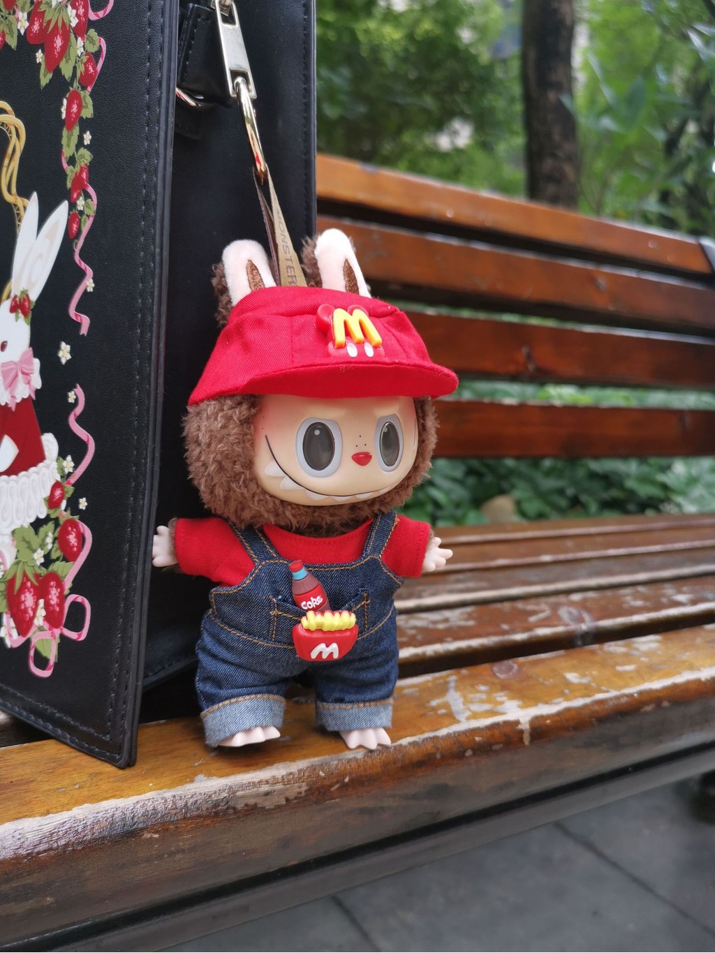 17cm Labubu Clothes McDonald's T-shirt Bib overalls Cap Labubu Doll ...