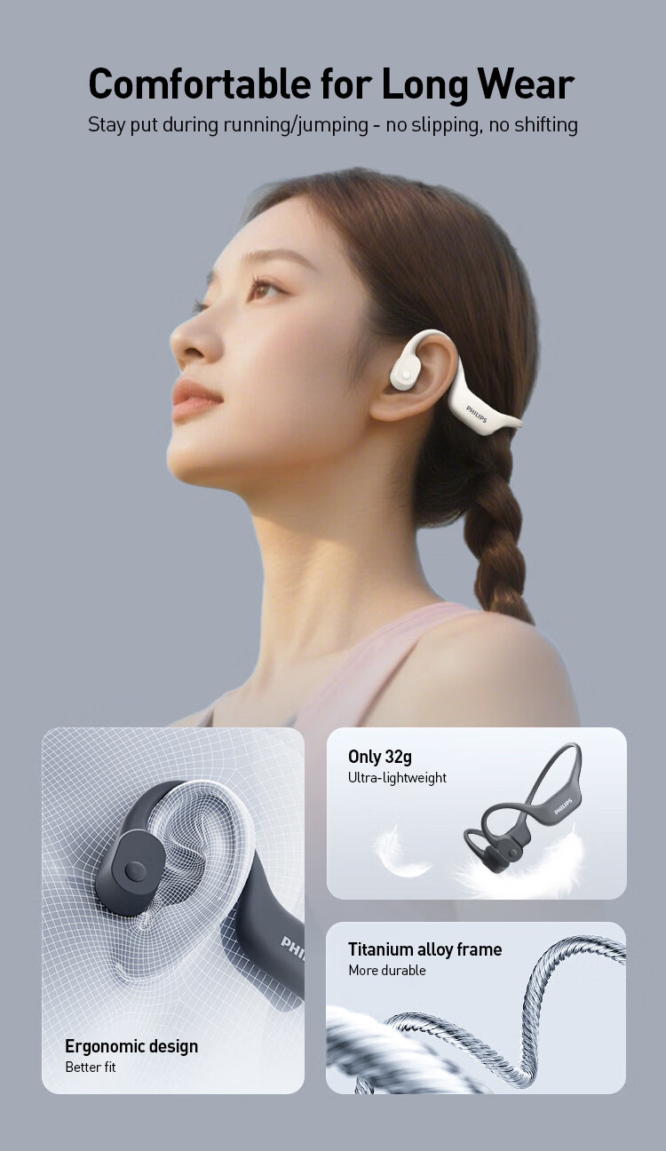 Philips Bone Conduction Headphones Noise Reduction Earphone for sport ...