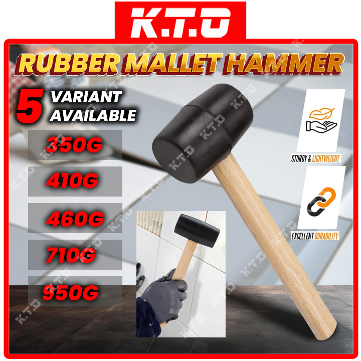 Rubber Mallet Hammer Double-Faced Black Rubber Hammer With Wood Handle ...