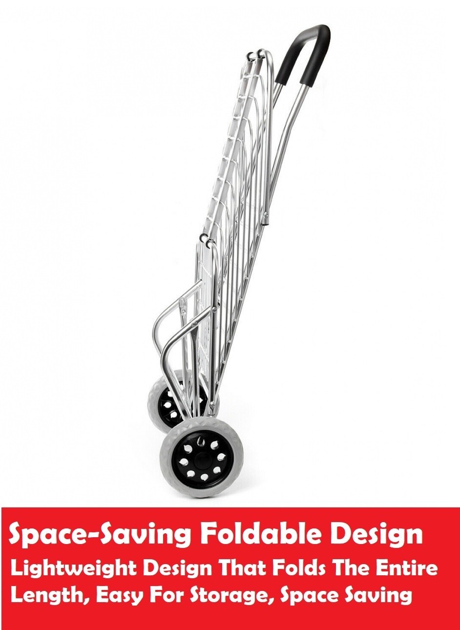 Shopping Cart Trolley Foldable Luggage Basket Wheel Anti Rust Folding ...