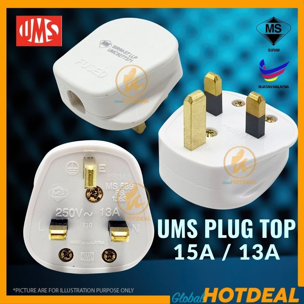 SIRIM UMS 13A 15A 3 Pin Plug Top Kepala Plug Extention Plug Welding ...