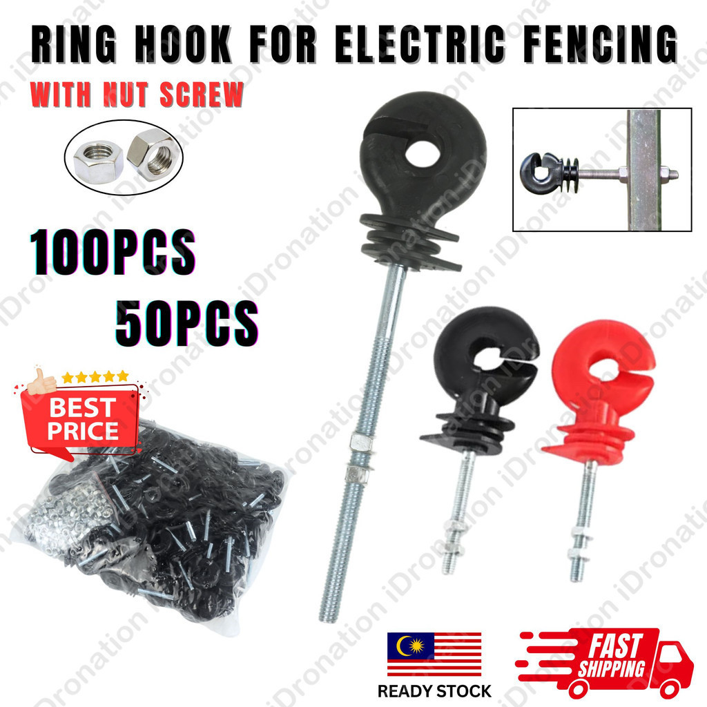 100PCS 50PCS Hook Screw Nut Wood Post Insulator Hooks Electric Fence ...