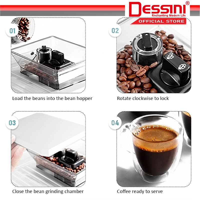 DESSINI ITALY 20 Bar 2.3L Espresso Coffee Maker Brew Cappuccino Latte ...