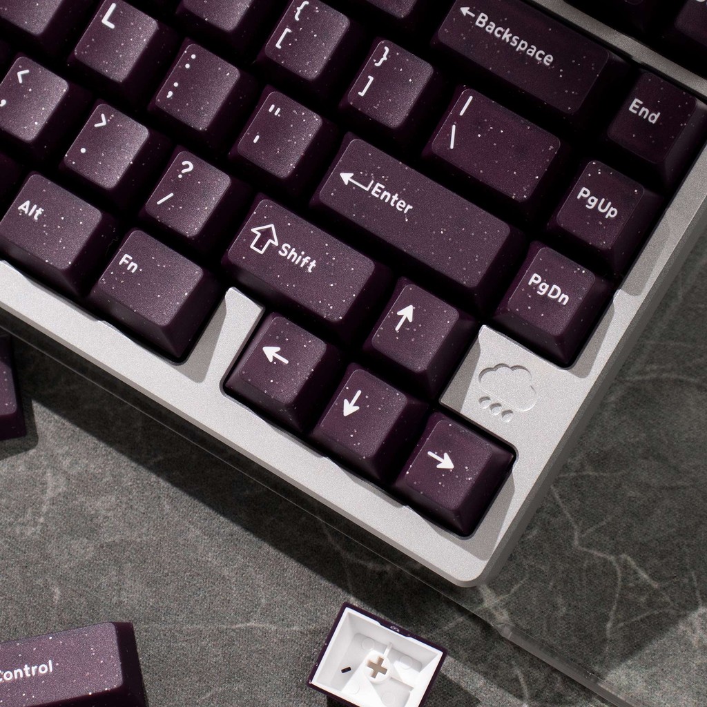 Vior Glitter Purple Translucent Keycaps PBT Double shot Keycaps set for ...