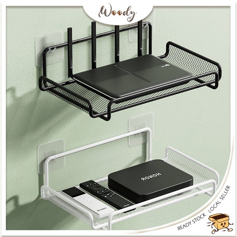 【Woody】Wall Mounted Wi-Fi Router Shelf TV Set-Top Storage Box | Shopee ...