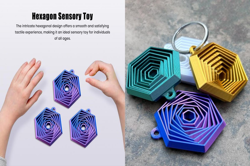 (VIP) Hexagon Sensory Toy Fractal Fidget Hexagon Colorful 3d Printed ...