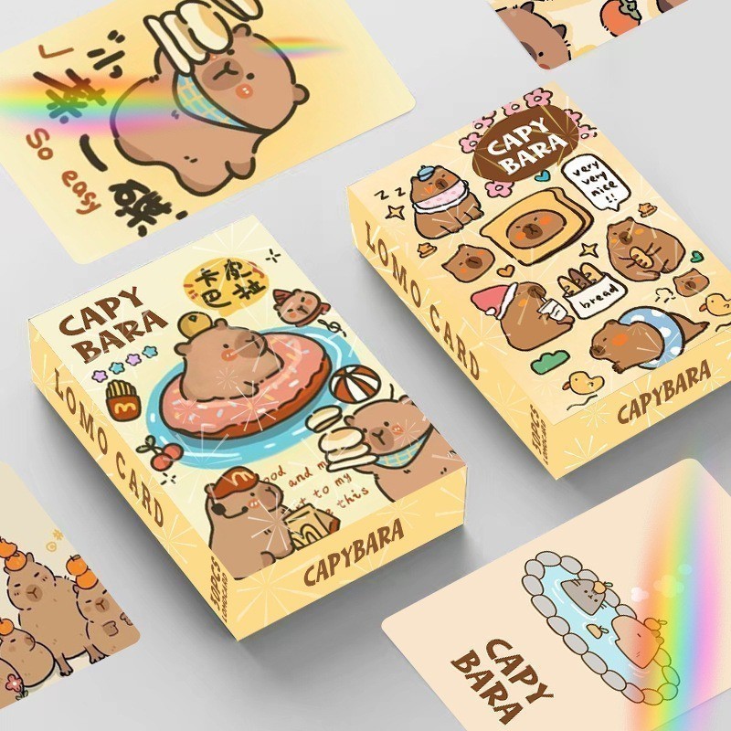 30Pcs Kawaii Capybara Double-sided Cartoon Capybara Glitter Lomo Cards ...