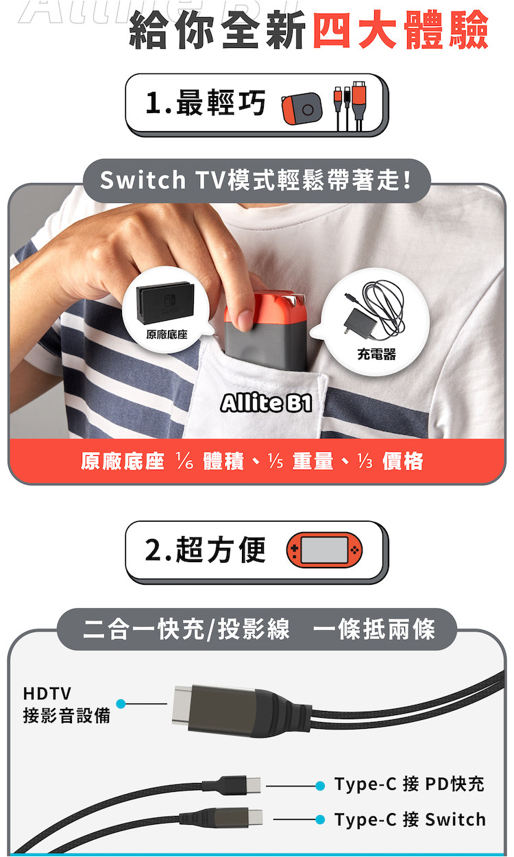 [Allite] B1 The Smallest Support In History Switch TV Mode 20W Fast Charge | Shopee Malaysia