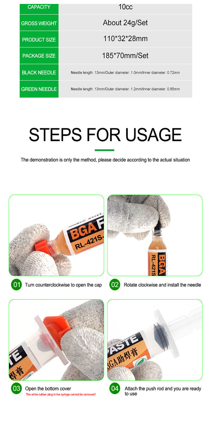 RL-421S-OR BGA PCB No-Clean Solder Paste Welding Advanced Oil Flux ...