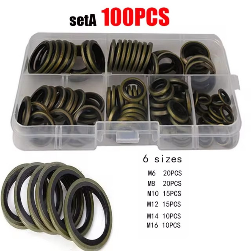 100Pcs O Ring Oil Drain Plug Gasket Set - Sealing Gasket Assortment Kit ...