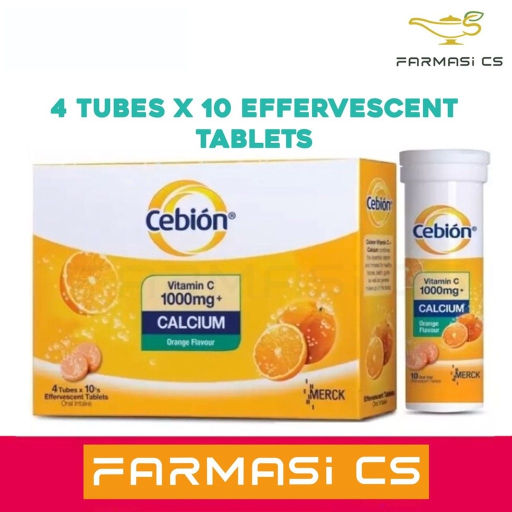 Cebion Effervescent Vitamin C 1000mg + Calcium (4 tubes x 10s) EXP:12/2025 [ Farmasi CS ...