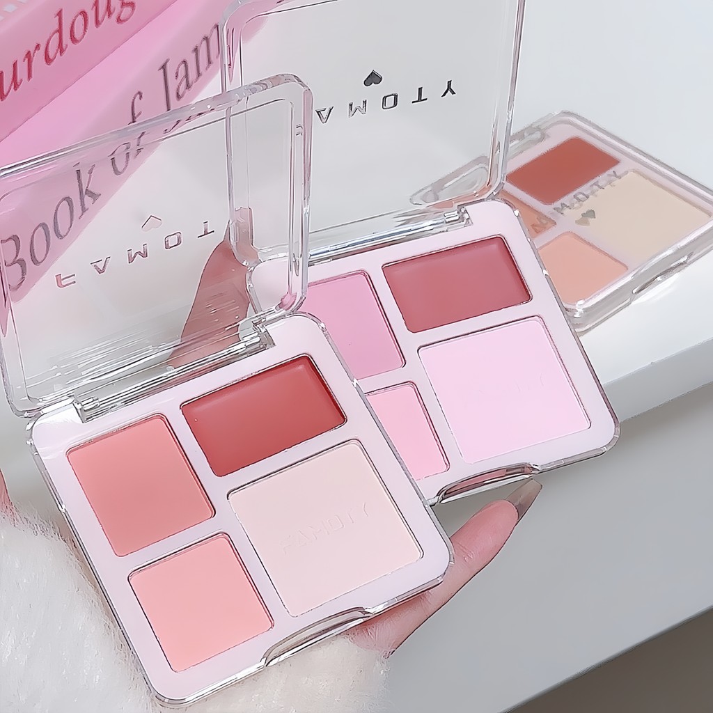 4 Color Blush Palette Rose Hawthorn Cheek Tint Blusher Powder Natural ...