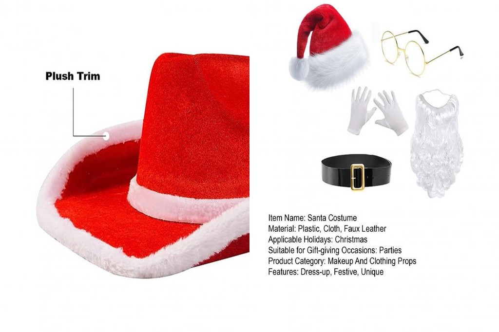 Tops* Santa Claus Costume Accessories Holiday Cosplay Outfit Christmas ...