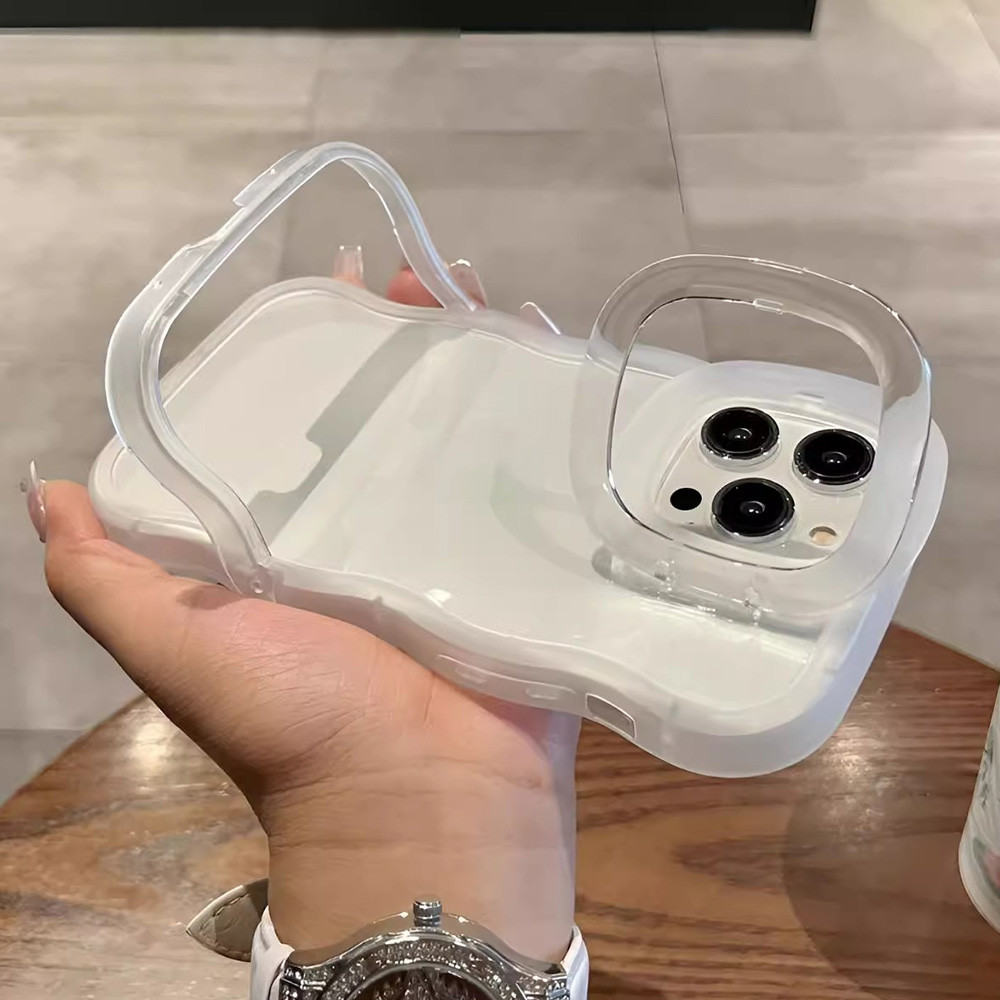 Luxury Transparent Stand Holder Phone Case for iPhone 15 11 14 13 12 ...