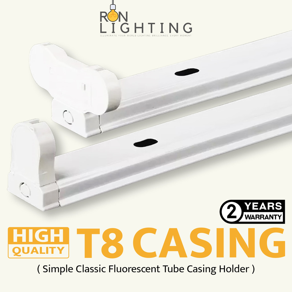 LED T8 2FT 4Ft Lighting Casing Only Single Double Holder Casing Lampu ...