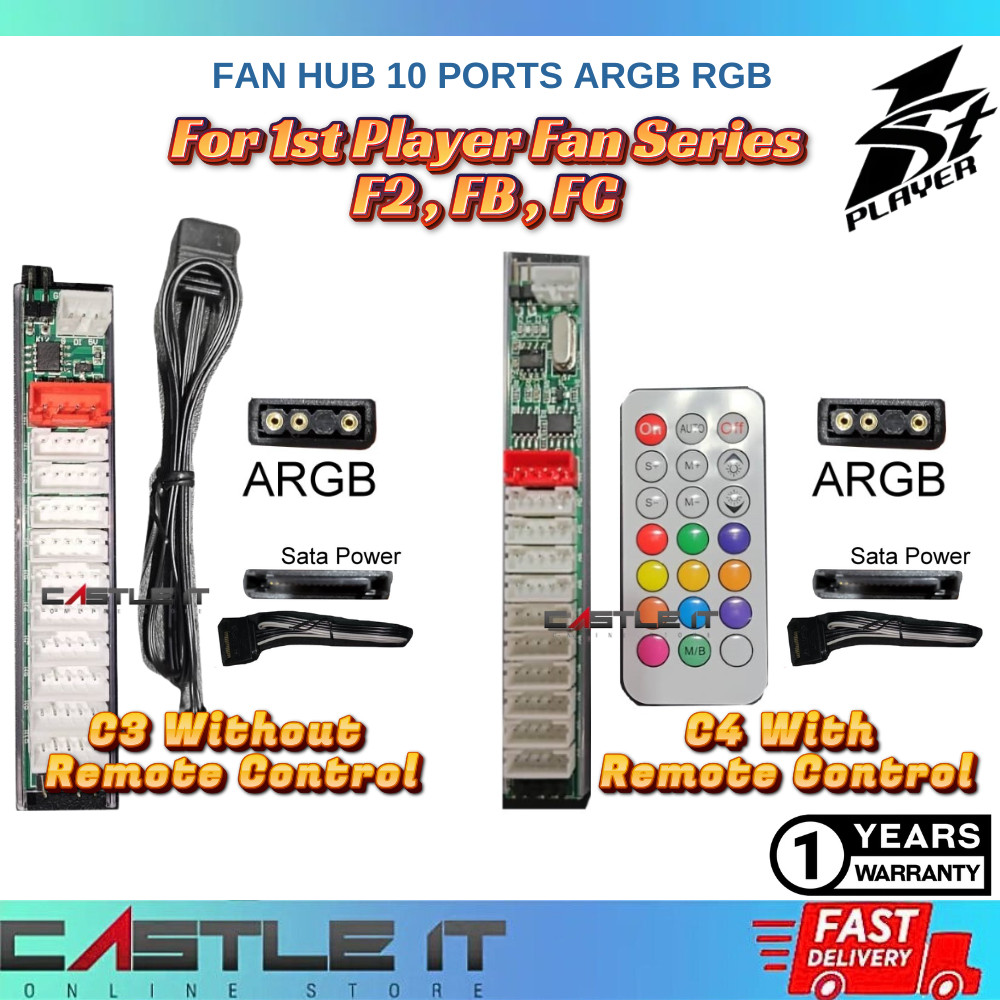 1st Player Fan Hub 10 Ports ARGB RGB C2 C4 With Remote Control C3 F2 FB ...