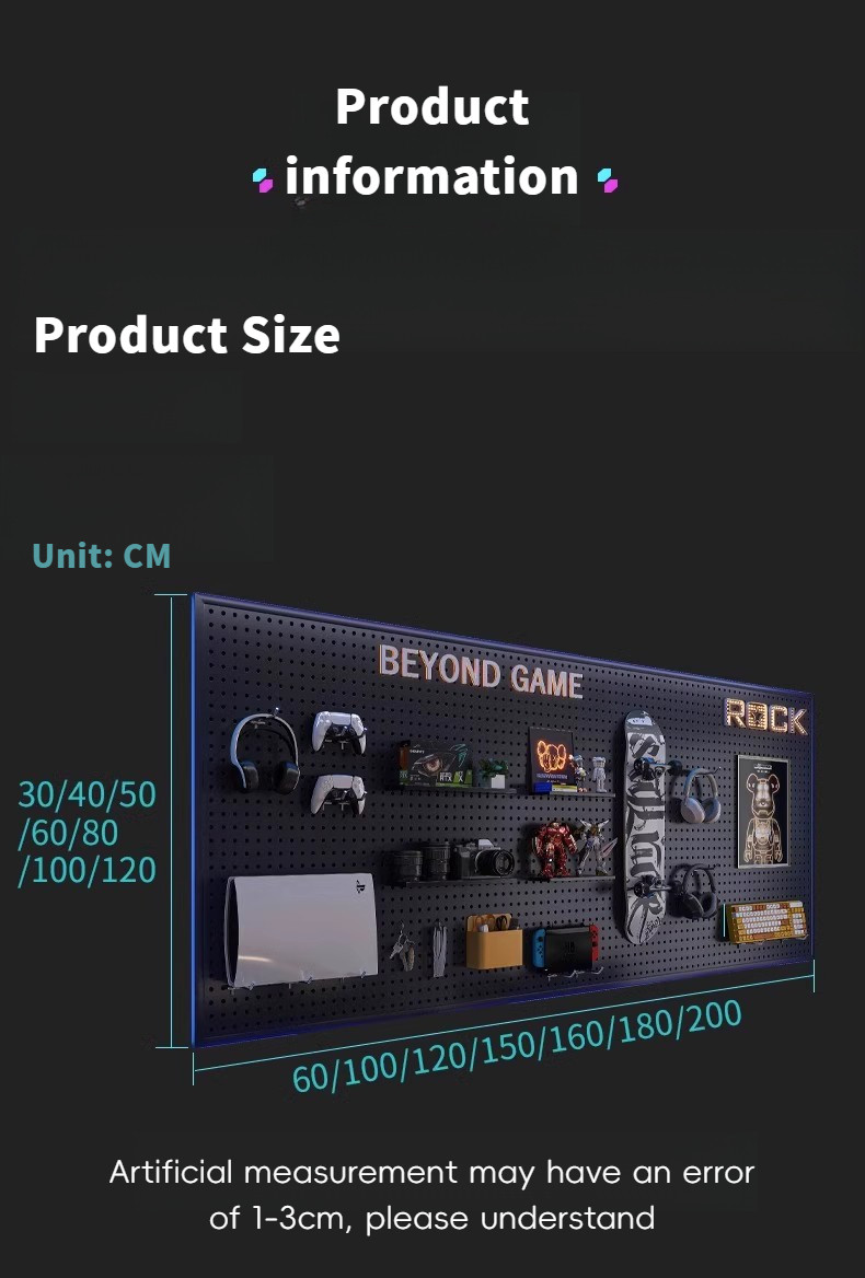 Pegboard Wall Mount Board with Hook Peg Board Big Hole Pegboard ...