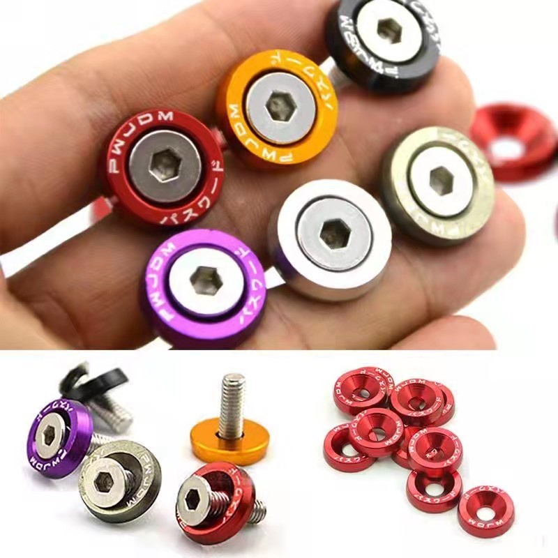 10-Pack red color M6 JDM Style Aluminum Washers and Fender Screws Set ...