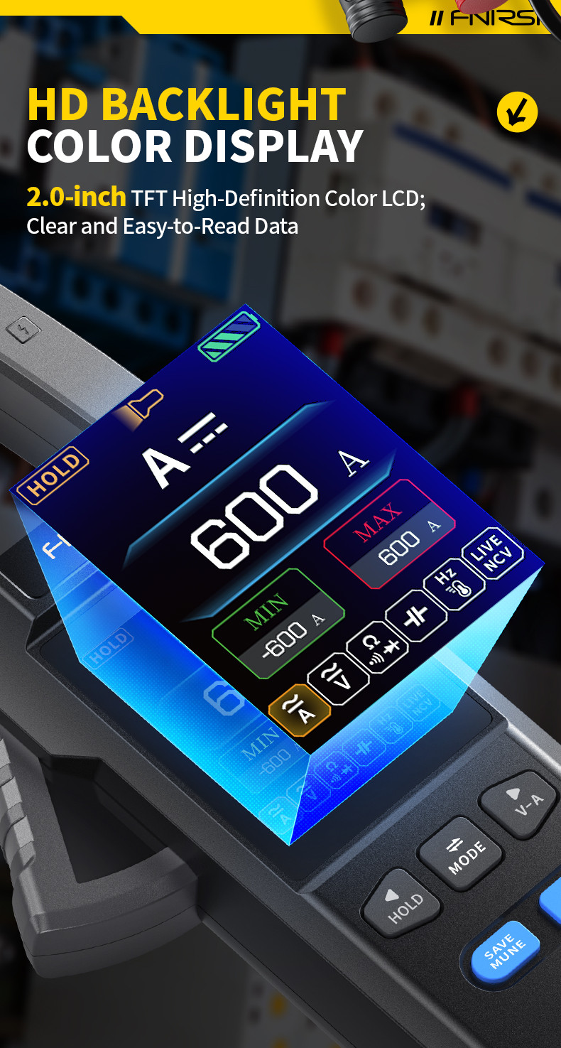 FNIRSI DMC-100 10000 Counts Clamp Meter AC DC Current Digital ...