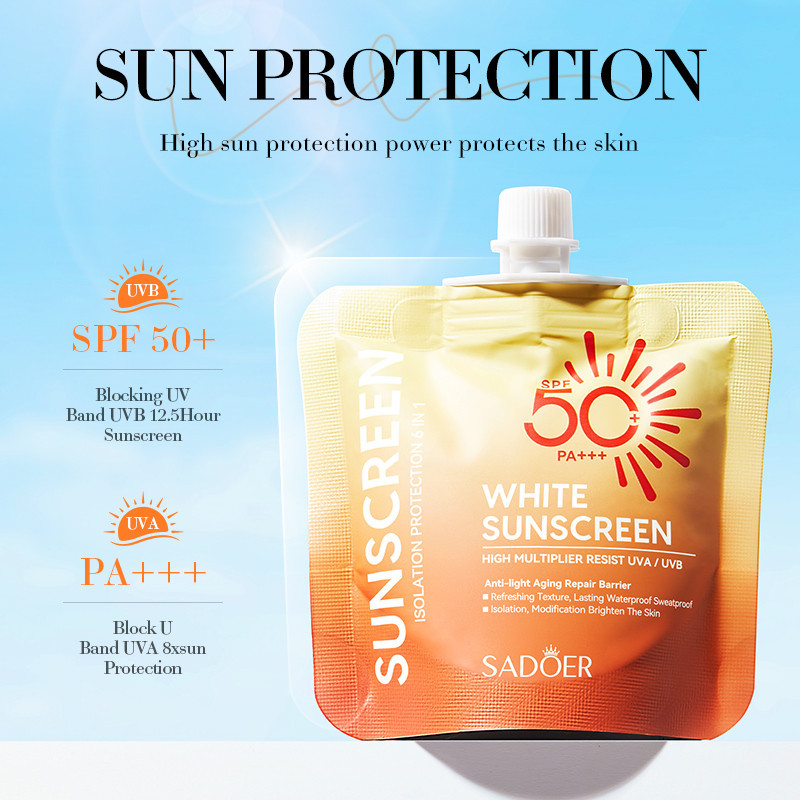 ROREC SADOER SPF50+ PA+++ Whitening Sunscreen High Multiplier Resist UVA UVB AntiLight Aging ...