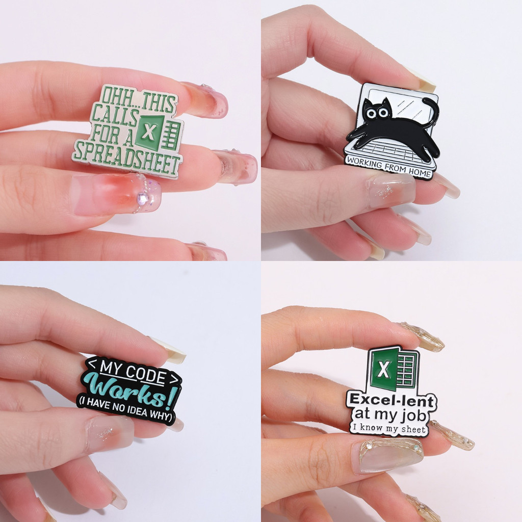 ''Cartoon Office Software and Computer Slogans Series'' Enamel Brooches ...