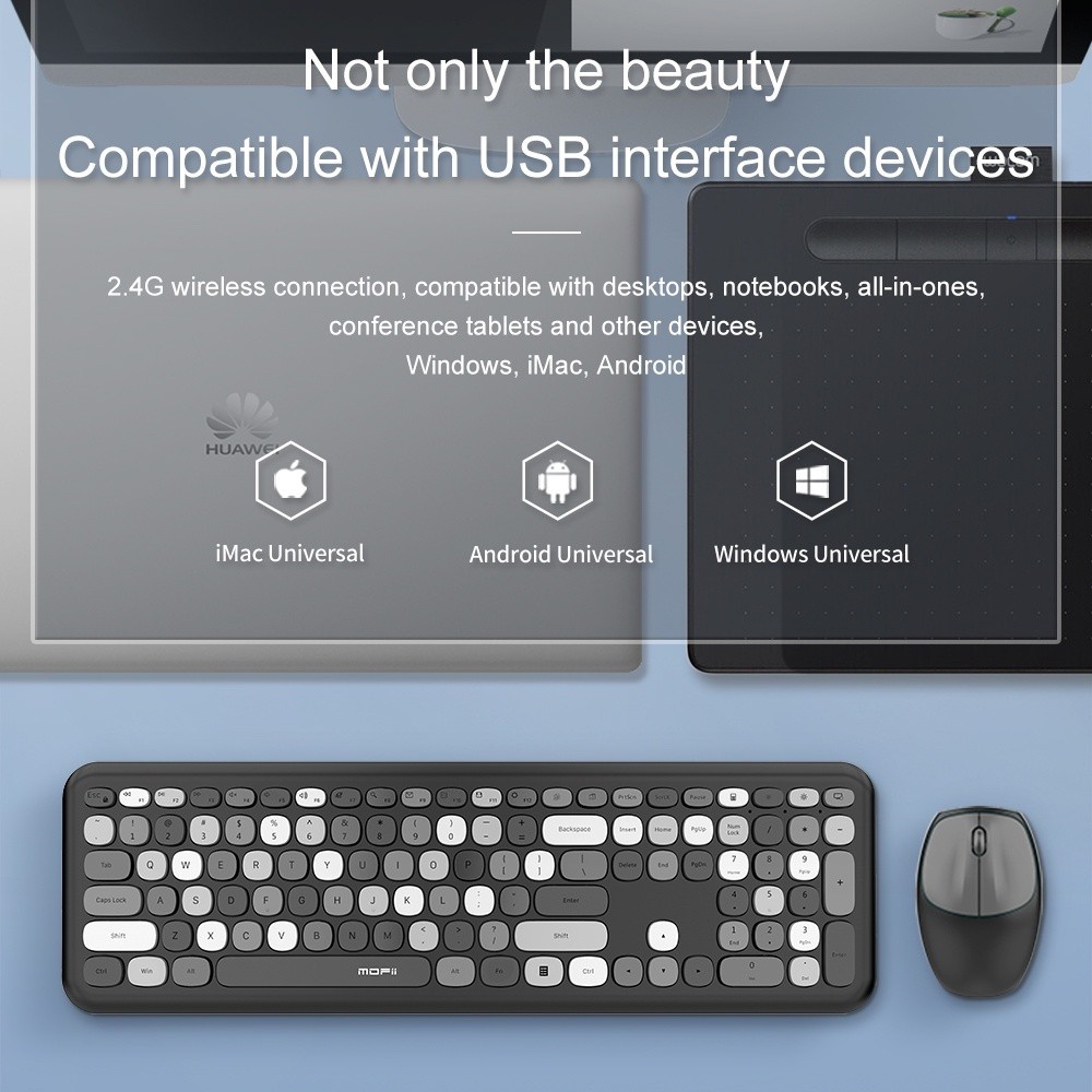 Mofii 666 2 4g Wireless Keyboard Mouse Set Combo Mixed Color Set For Pc Notebook Office Laptop