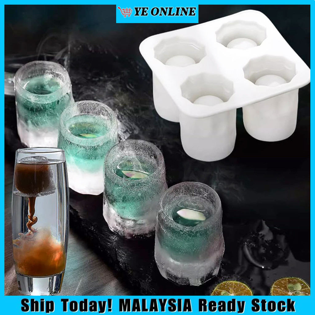 Silicone 4 Cup Shape Freeze Molds Ice Shot Glass Maker Ice Maker ...