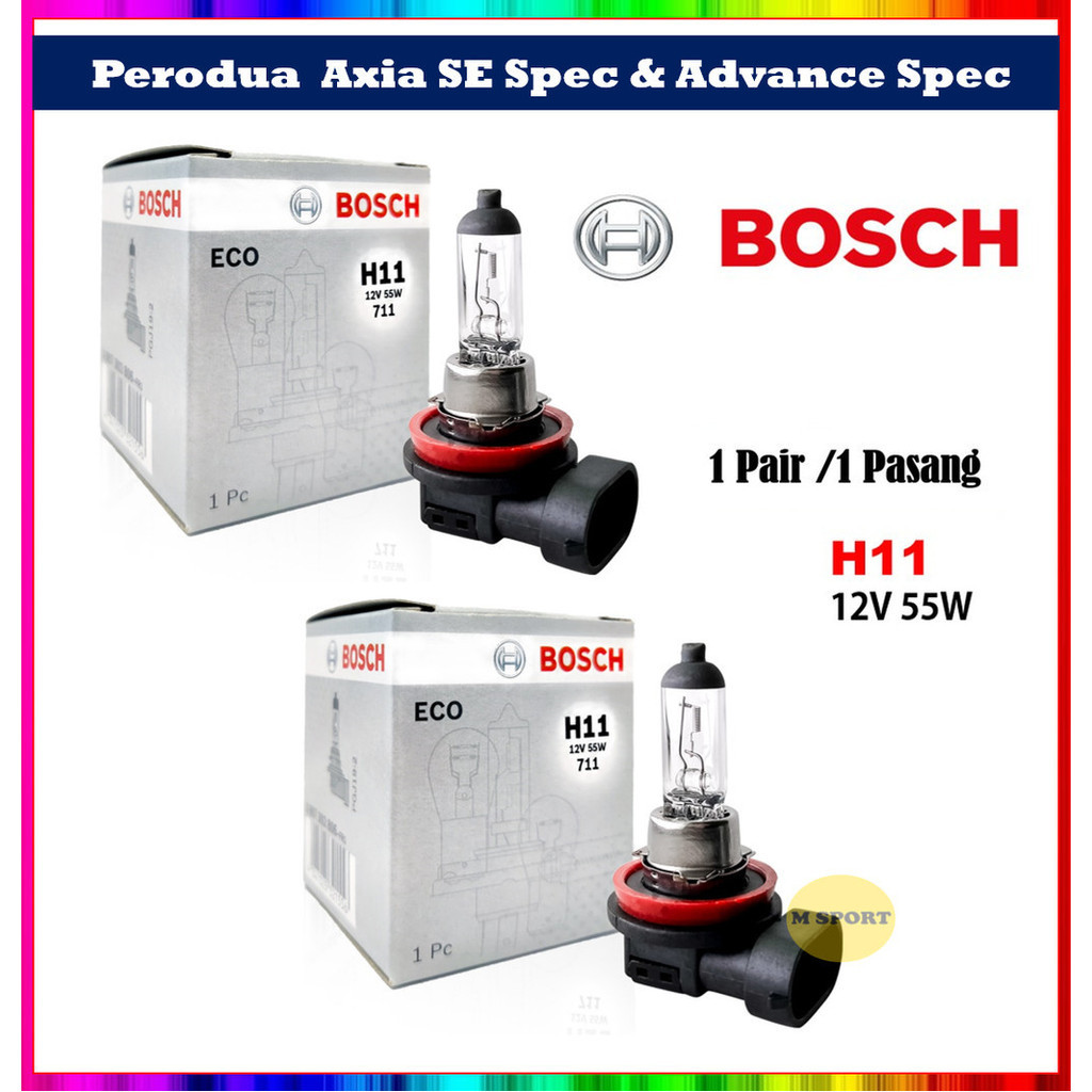 Bosch Headlamp HeadLight H11 Light Bulbs for Perodua Axia SE(100% ...
