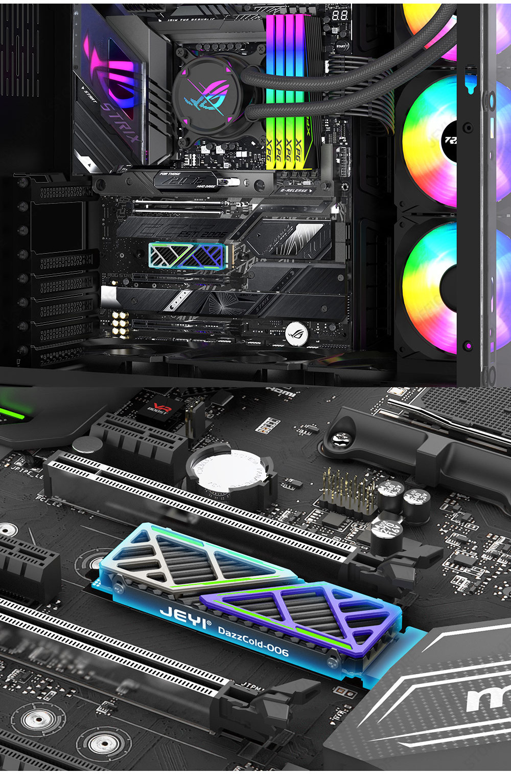 JEYI cooling slot Dazzcold M.2 SSD Heatsink 2280 NVME NGFF Radiator ...
