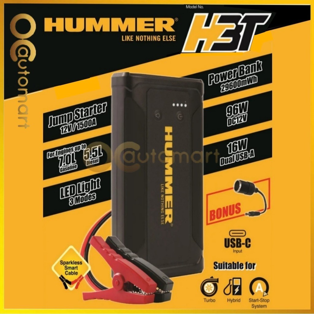 HUMMER H3T Multifunctional 8000 mAh Power Bank Jump Starter USB-C Power ...