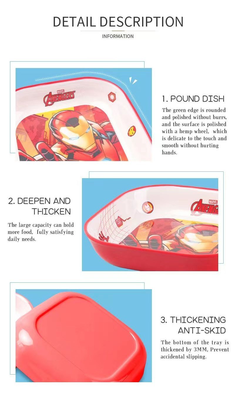 Genuine Disney Marvel Spider-Man Cartoon Food Grade Square Plate Fork ...