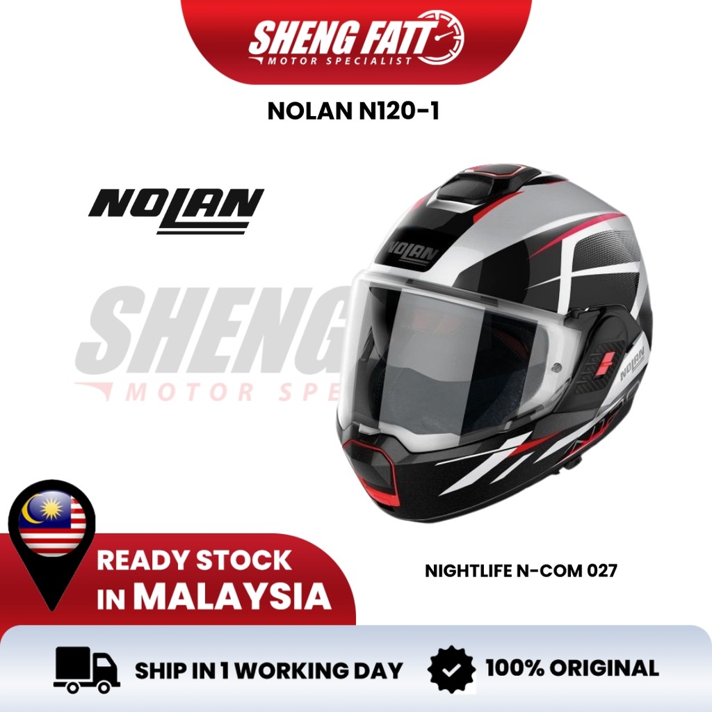 NOLAN N120-1 Nightlife 027 Full Face Helmet Motor Visor Flip Back ...