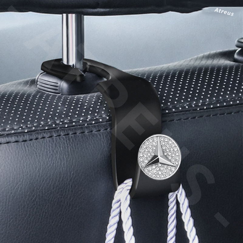 Mercedes Benz Carbon Fibre Car Back Seat Hook Diamond Logo Storage ...