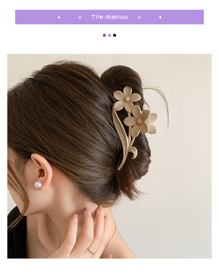 Twin Flower Clip Women's Retro Frosted Back Hair Clip High-Level ...