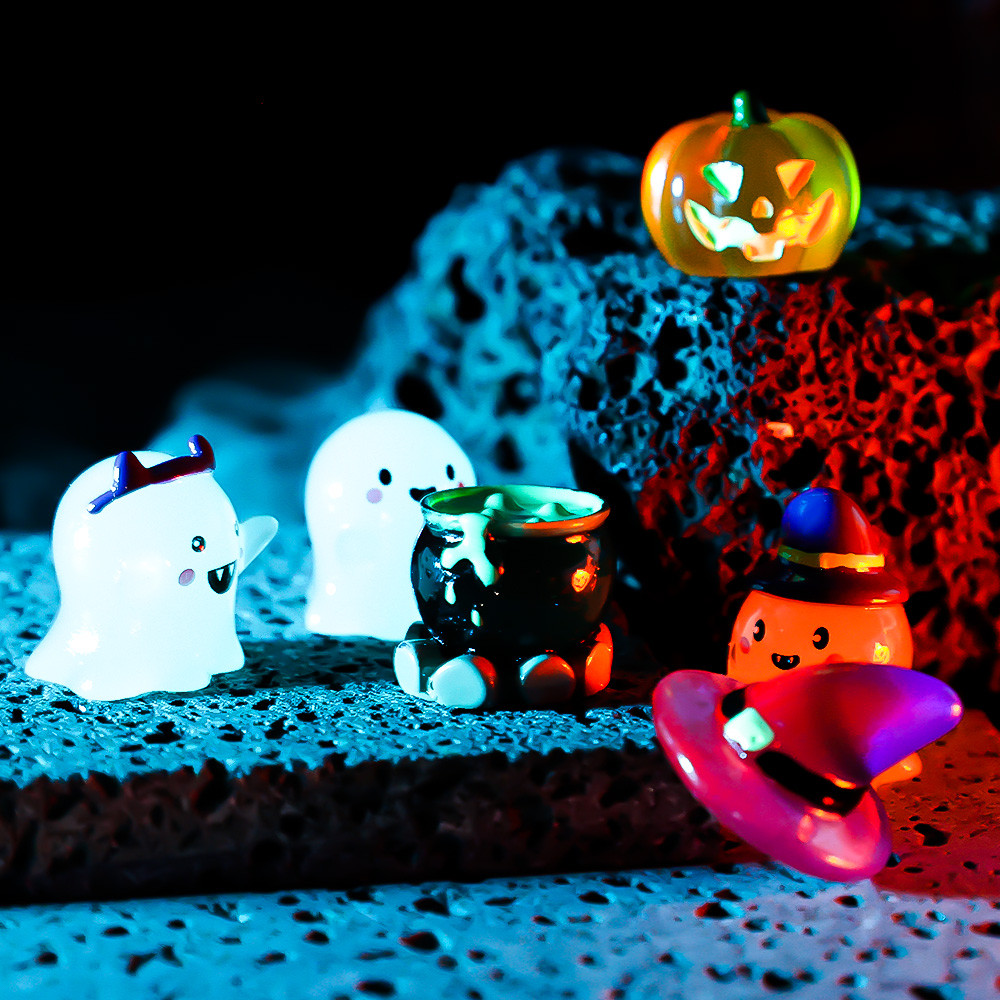 6 Pcs/ Set Mini Cute Luminous Halloween Ghost Doll Ornament - Creative ...