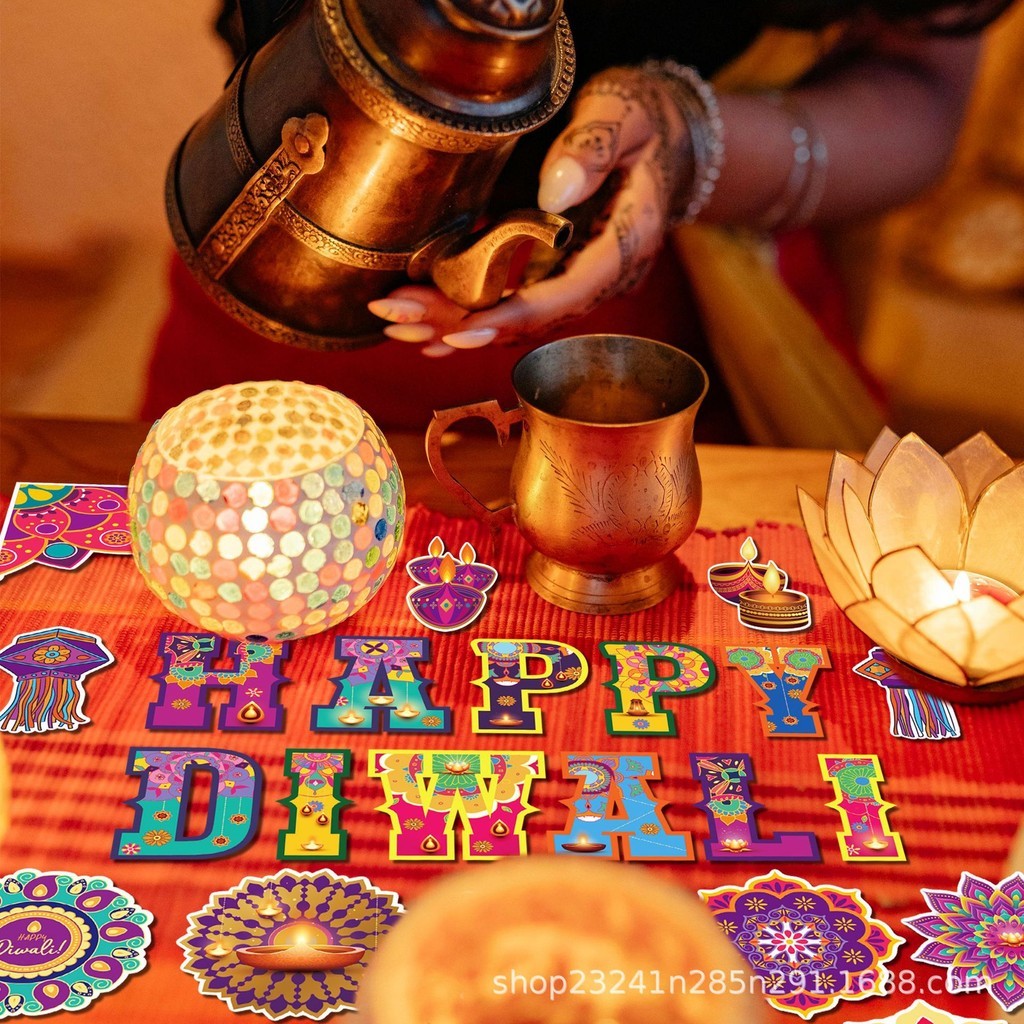 【46pcs/set】 New Diwali Wall Stickers Decoration Item Paper Deepavali ...