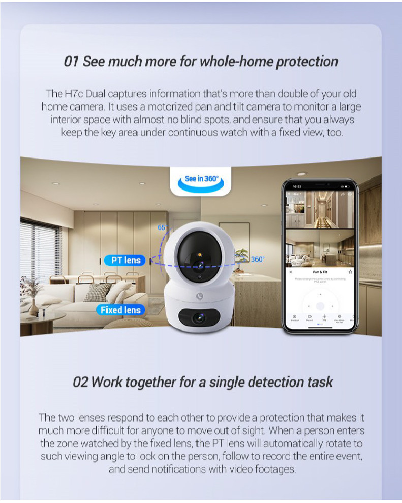 Ezviz H7C Dual 4MP 2K+ Dual-Lens Pan & Tilt Rotate 360° Indoor Smart ...
