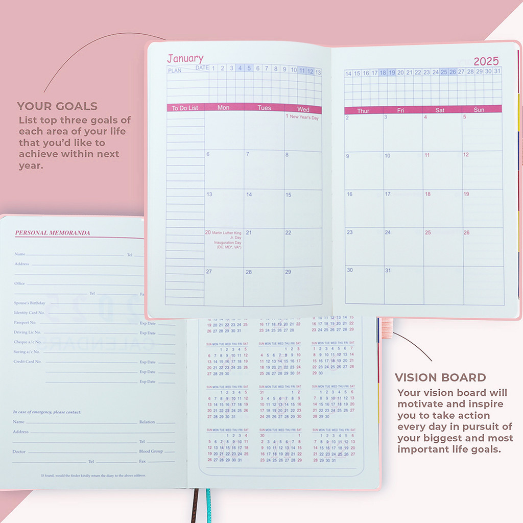2025 Weekly & Monthly Planner A5 Notebook English inner 100 GSM Paper ...
