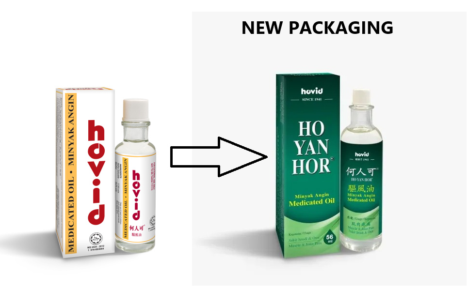 HO YAN HOR MEDICATED OIL / HOVID MEDICATED OIL SERIES 何人可 驱风油 56ML ...